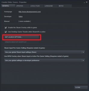 Counter Strike Source Steam Launch Options