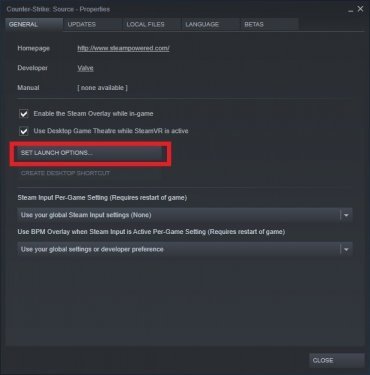 Counter Strike Source Steam Launch Options