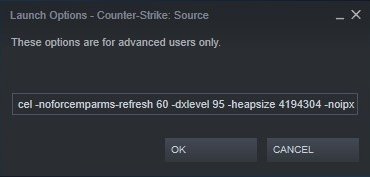 Counter Strike Source Steam Launch Options